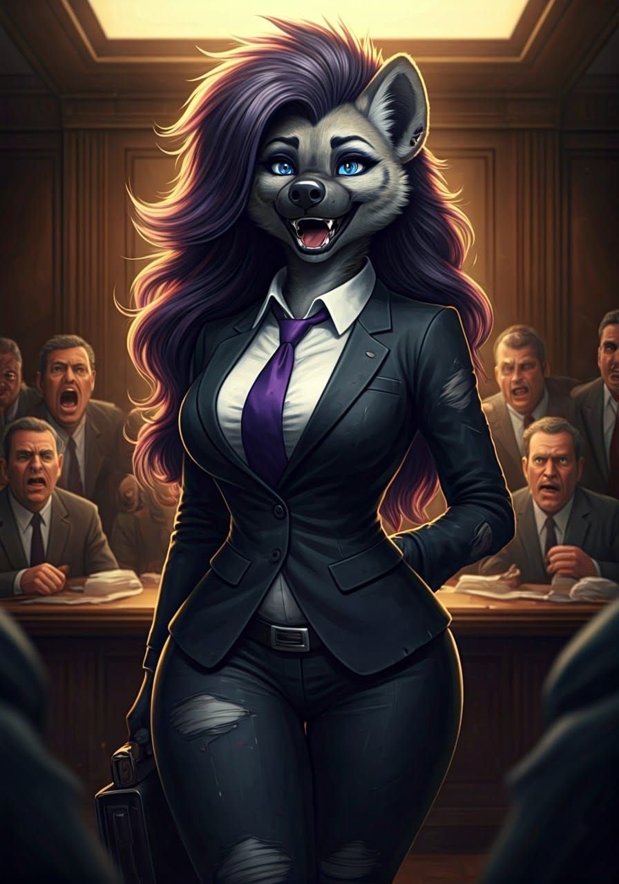 Scuzzy's the Boss Now - Confident Furry She-Hyena in Impress...