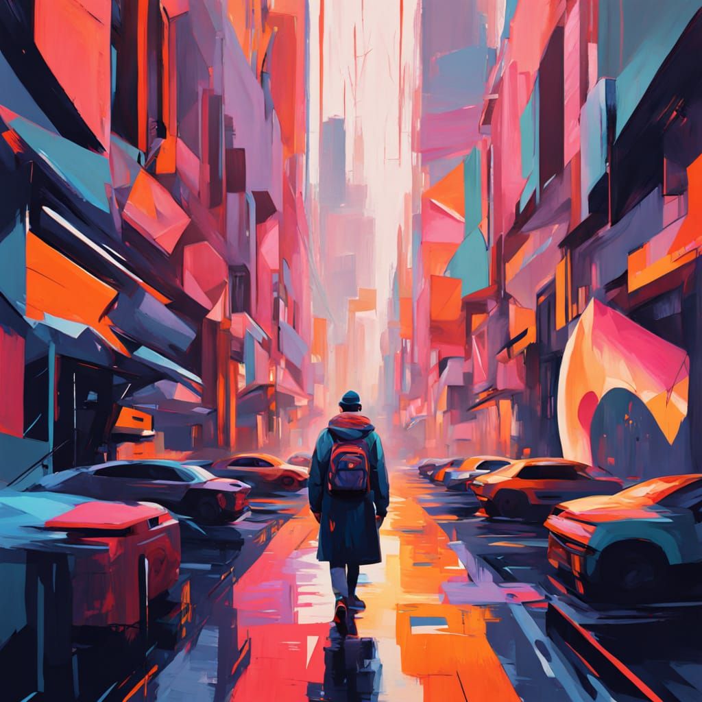 Futuristic Neo-Cubist DJ in Vibrant Geometric Patt... - AI Art