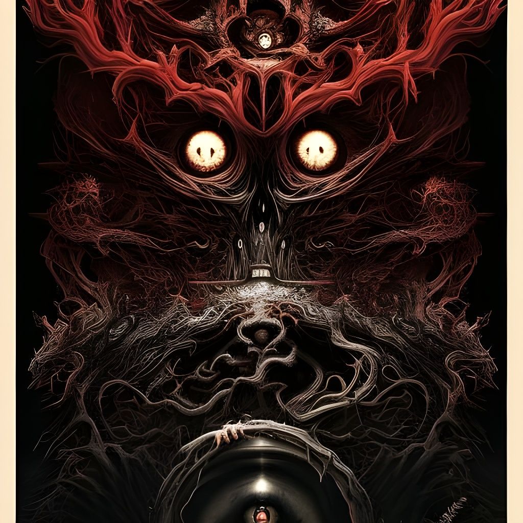 a highly detailed and terrifying illustration of a melting brain with ...