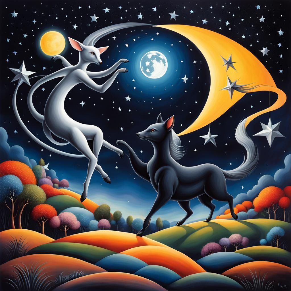 Mas-surrealism in Peca Art style. For the animals to dance with the ...