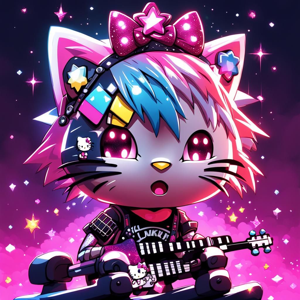 Anime Punker Rocker Hello Kitty V3 - AI Generated Artwork - NightCafe ...