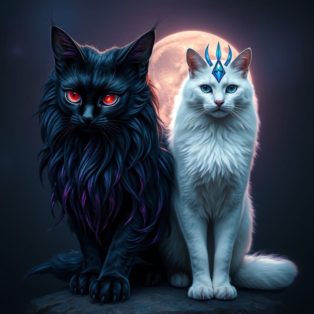 light and darkness - Celestial Feline Guardians