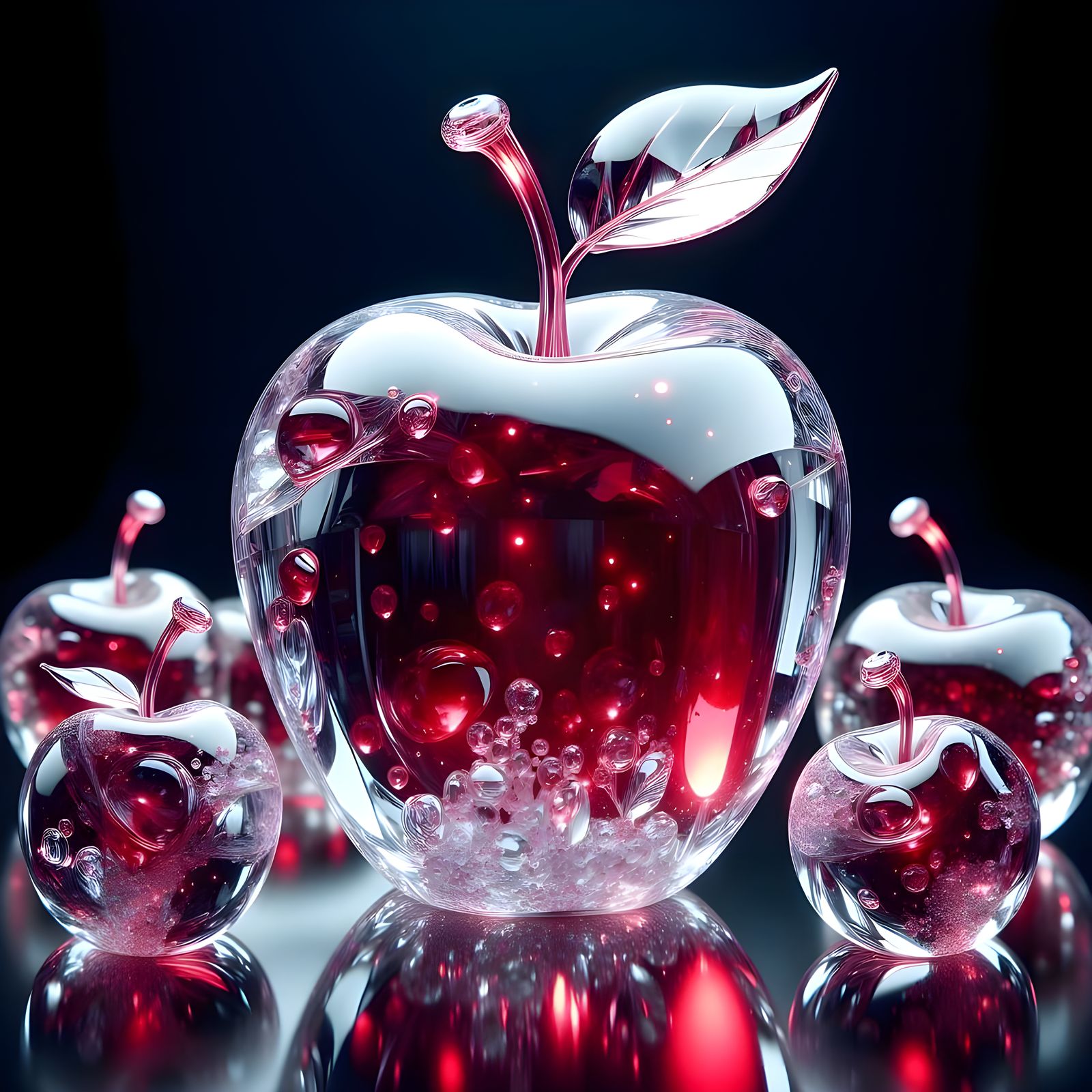 A beautiful masterpiece of a gorgeous glass red see through apple ...