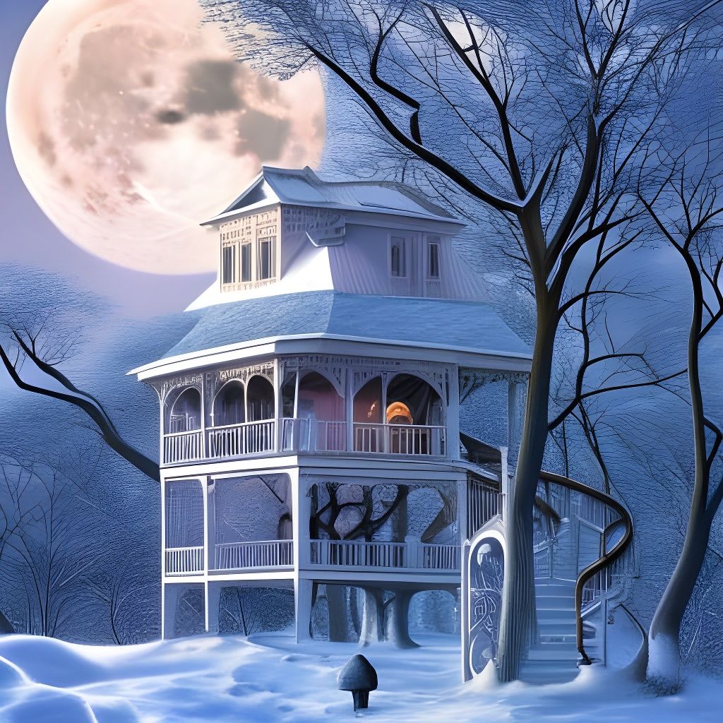 tree house in snow - AI Generated Artwork - NightCafe Creator