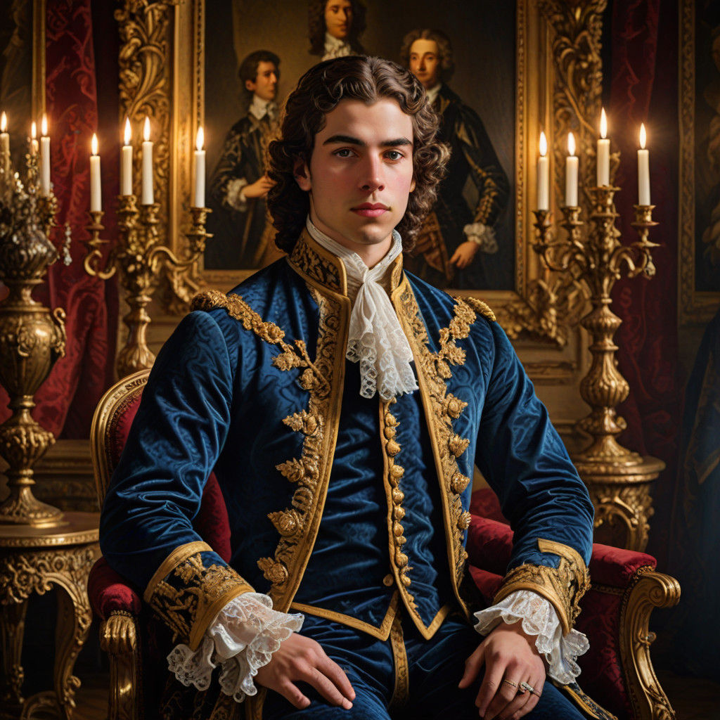 Dylan Schmid from "once upon a time" as a 17th century french dauphin