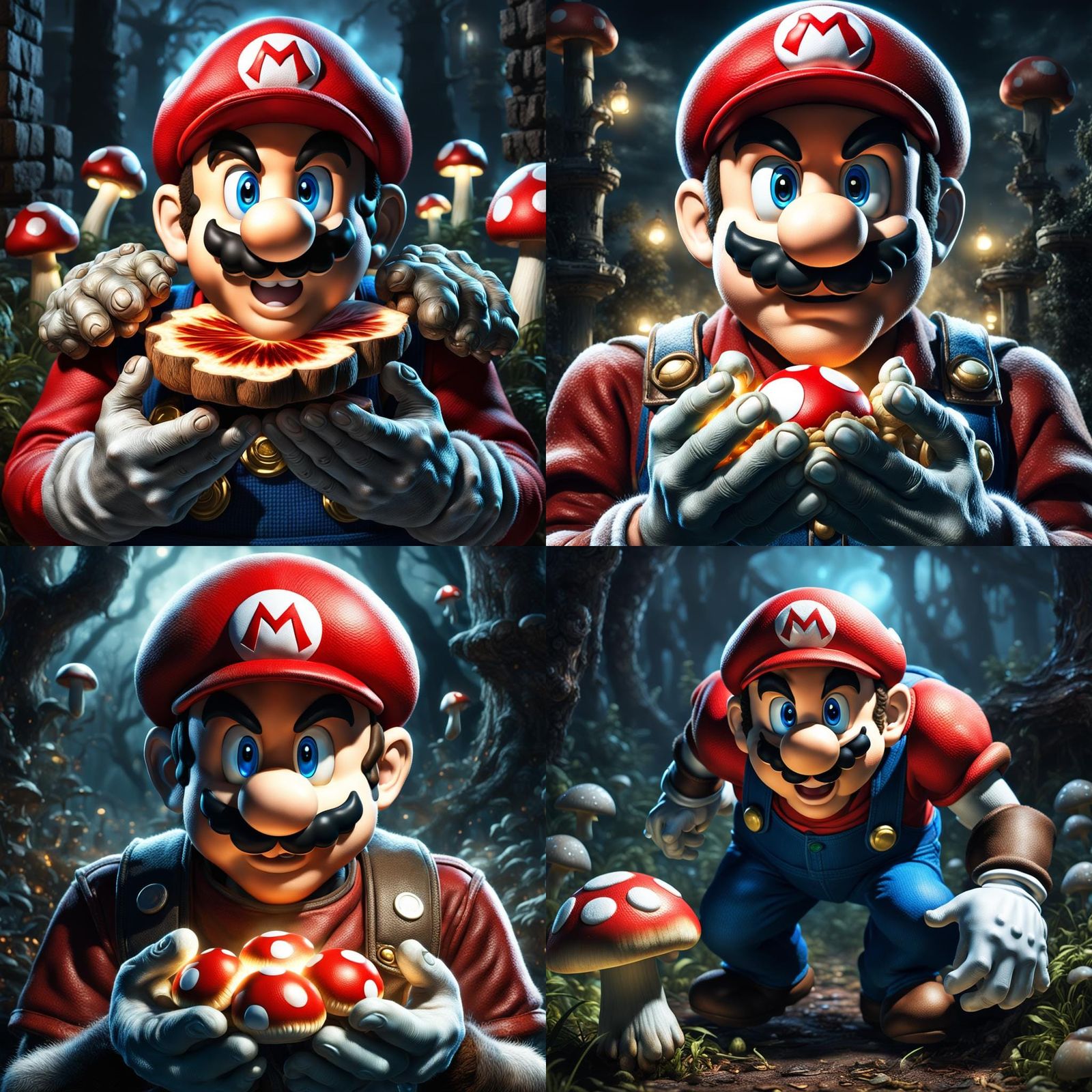 Hyper-realistic Super Mario with dialated eyes and super detailed ...