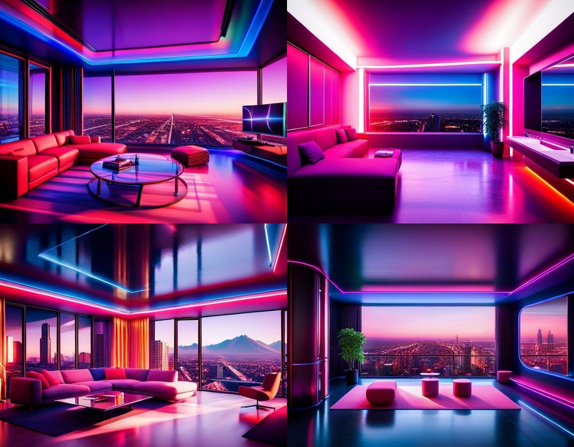 Retrowave Charles Schridde interior design of an apartment of the ...