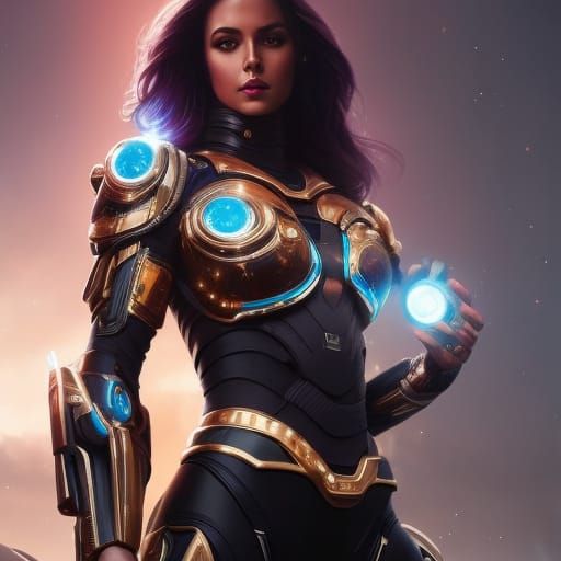 futuristic sparkly shiny cosmic vibrant cyborg - AI Generated Artwork ...