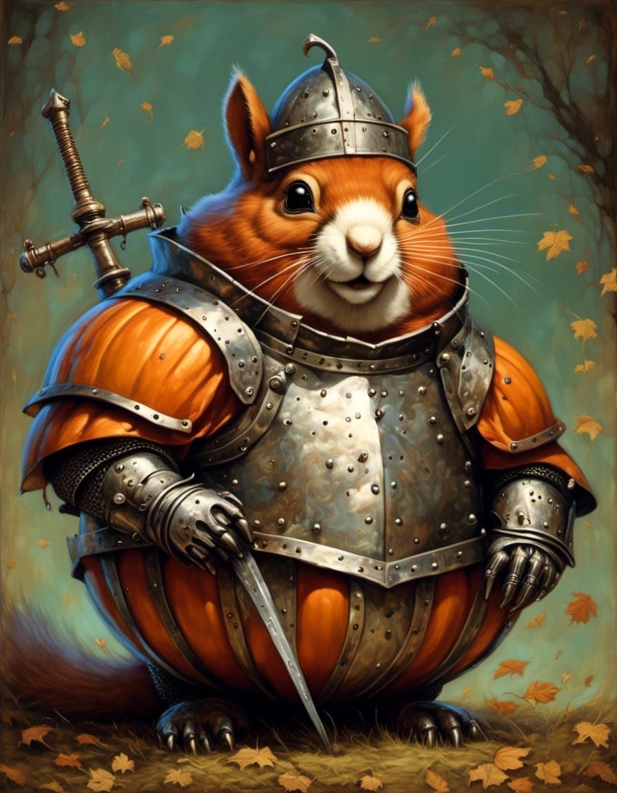 "Medieval Obese Squirrell Knight in Shining Pumpkin Armor" - AI ...