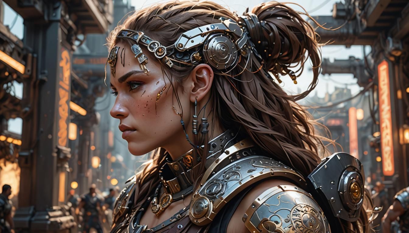 A barbarian girl who is half cyborg - AI Generated Artwork - NightCafe ...