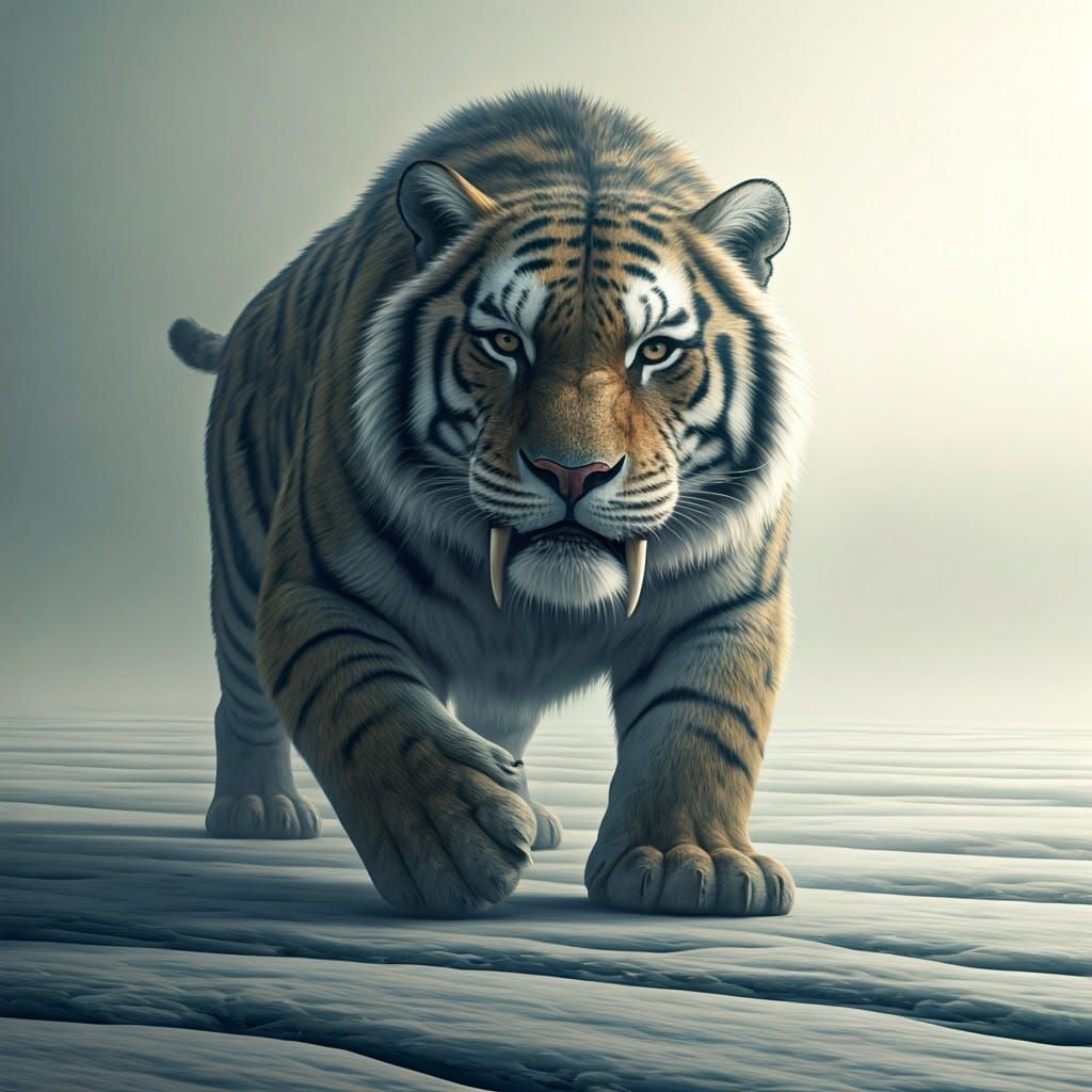 Sabertooth Tiger with long incisors