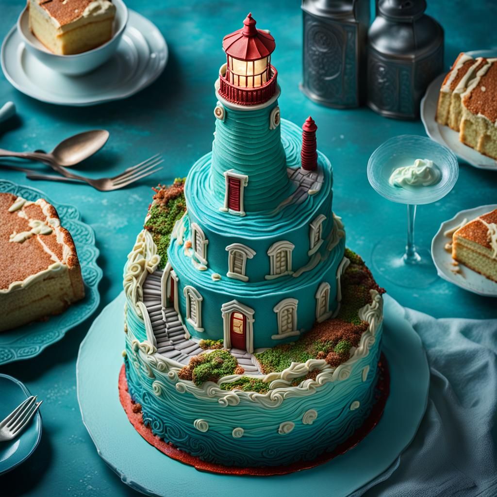 Lighthouse cake - AI Generated Artwork - NightCafe Creator