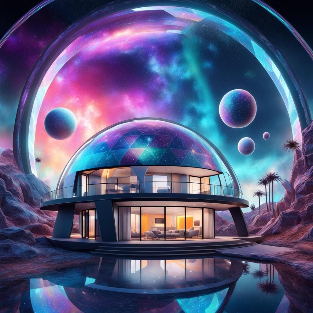 Futuristic houses in space - AI Generated Artwork - NightCafe Creator