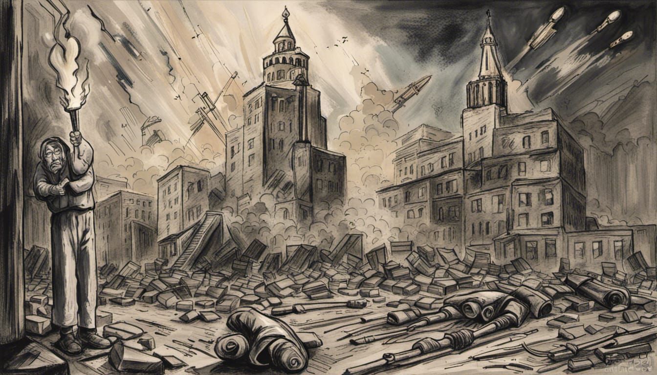 powerful political cartoon depicting Russia as menacing figure ...