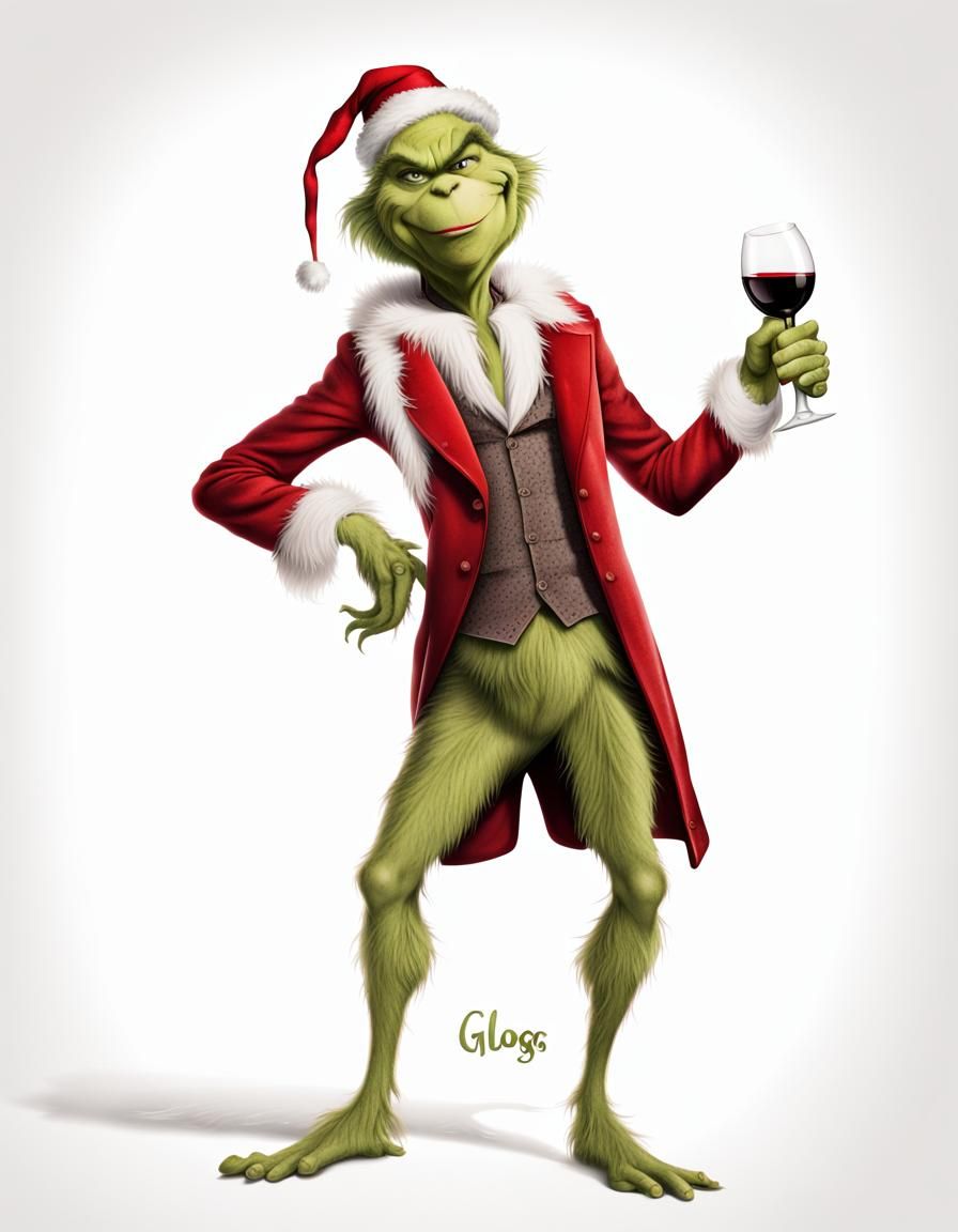Full body portrait of a good looking and well dressed grinch , leaning ...