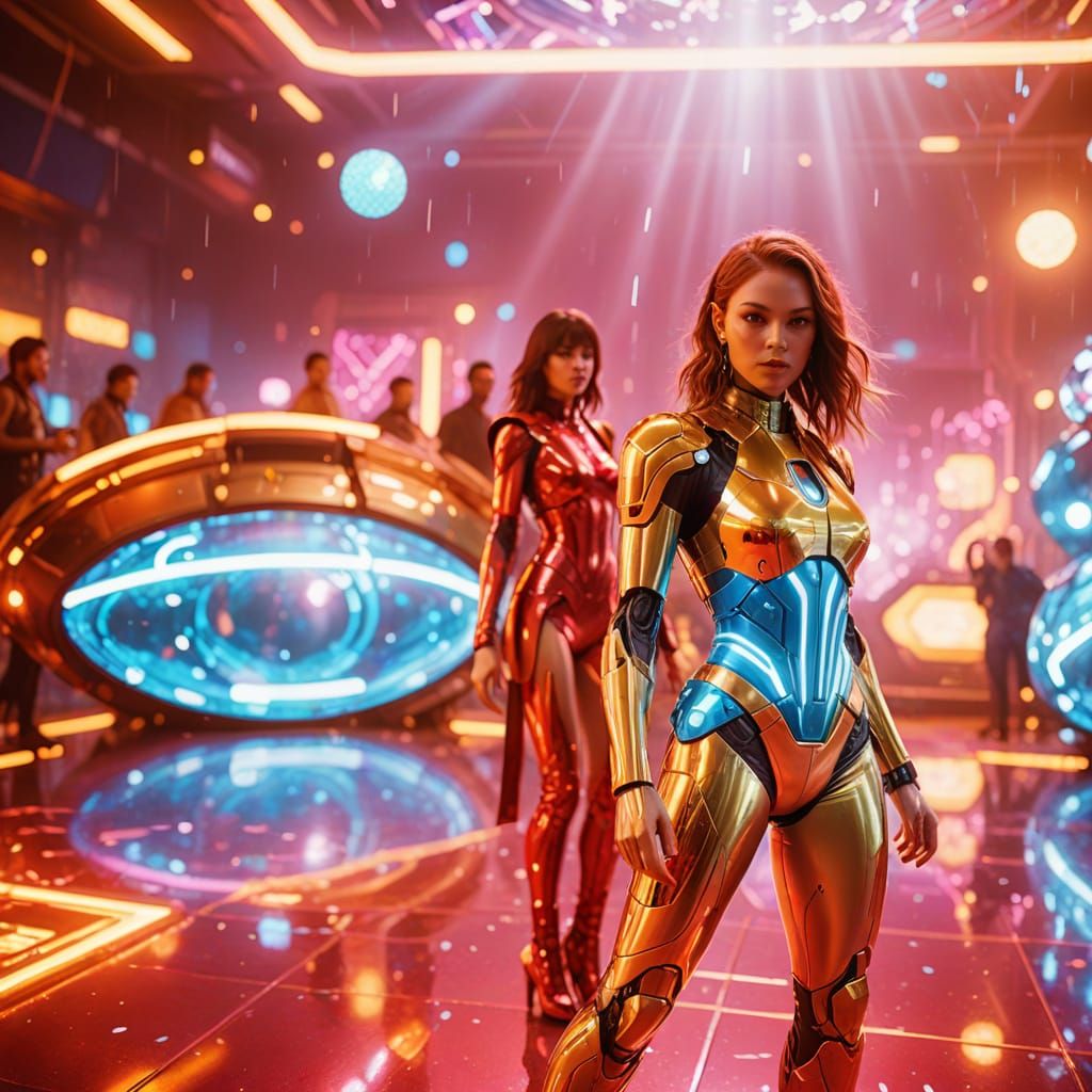 Cyberpunk Disco Goddesses Dance at The Pink Panthe... - AI Art