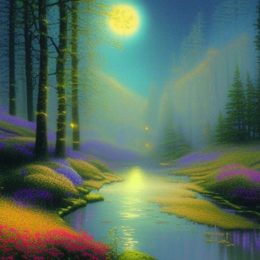 A beautiful night scene in blue nearing dawn : r/nightcafe