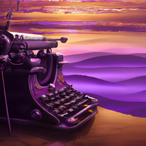 typewriter, detailed painting airbrush art landscape clockpunk; soft ...