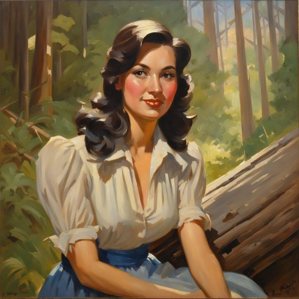 "Woodland Charmer" 2 - Impressionistic Woodland Beauty in 19...