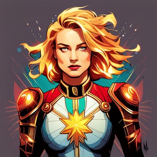 Cybernatic steampunk Captain Marvel - AI Generated Artwork - NightCafe Creator