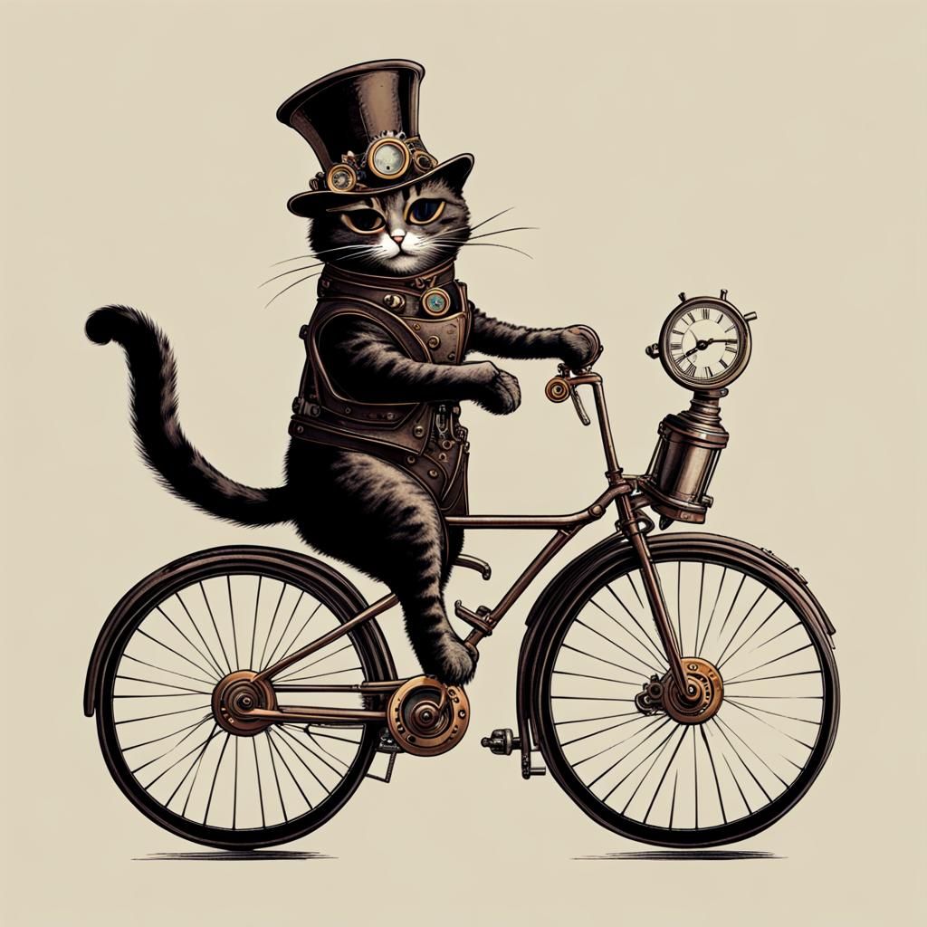 A cat riding a bicycle. - AI Generated Artwork - NightCafe Creator