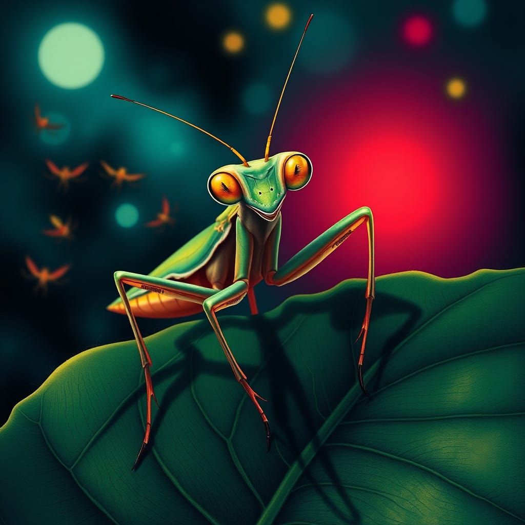 Mantis with Mind Control - Pop Surrealist Mantis Master of t...