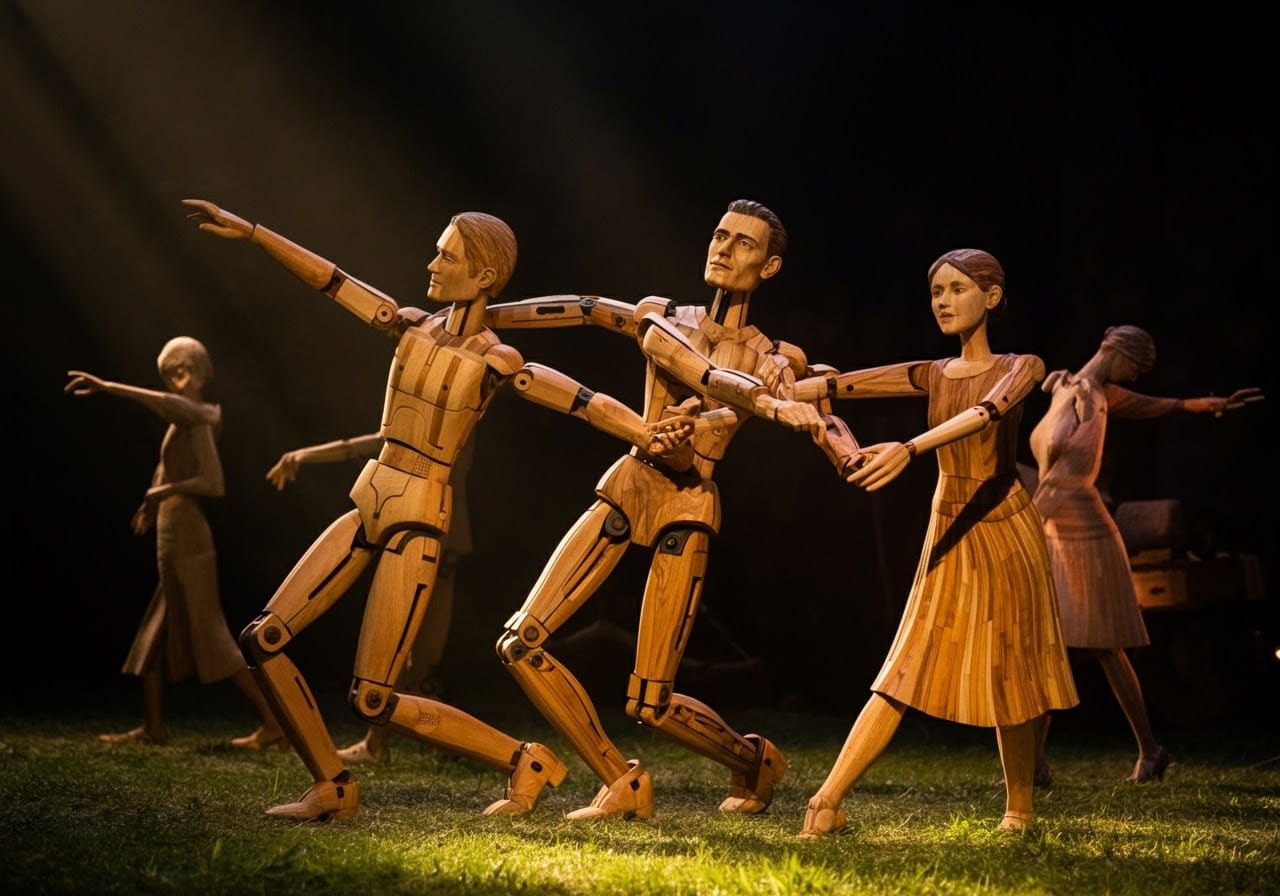 Wooden Automata Interpretive Dance Troupe "Jazz Hands"
