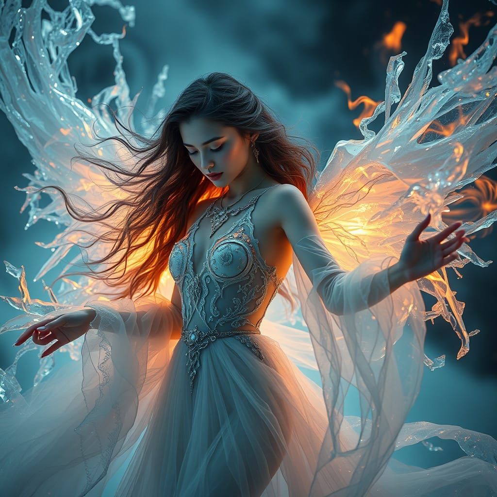 Fire and ice - Ethereal Goddesses Frozen in a Dance Between ...