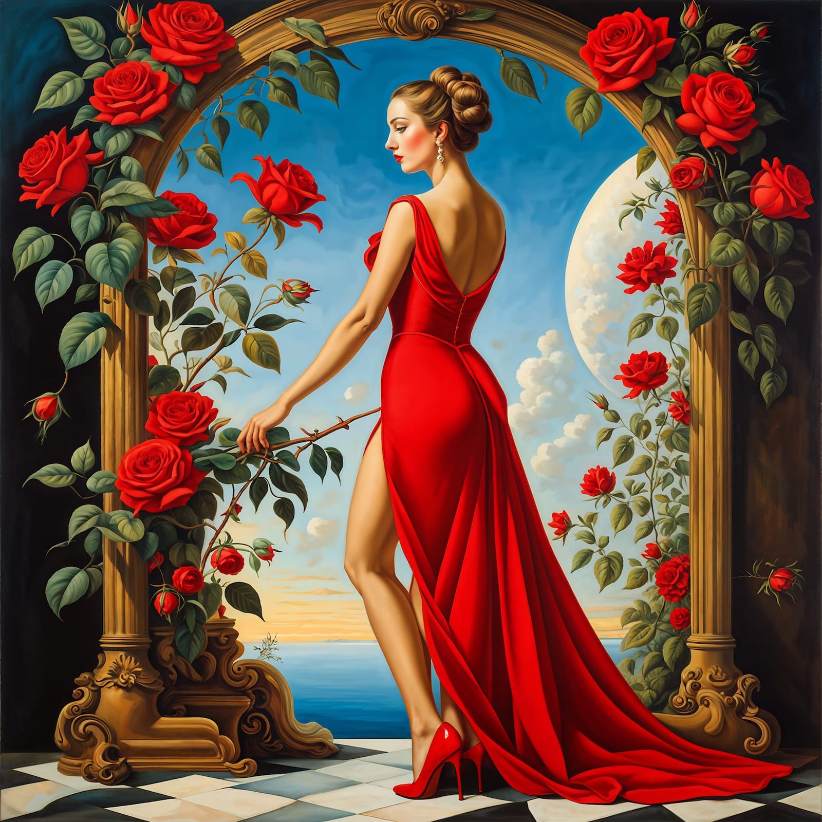 Erudite (well red) in Roses - AI Generated Artwork - NightCafe Creator