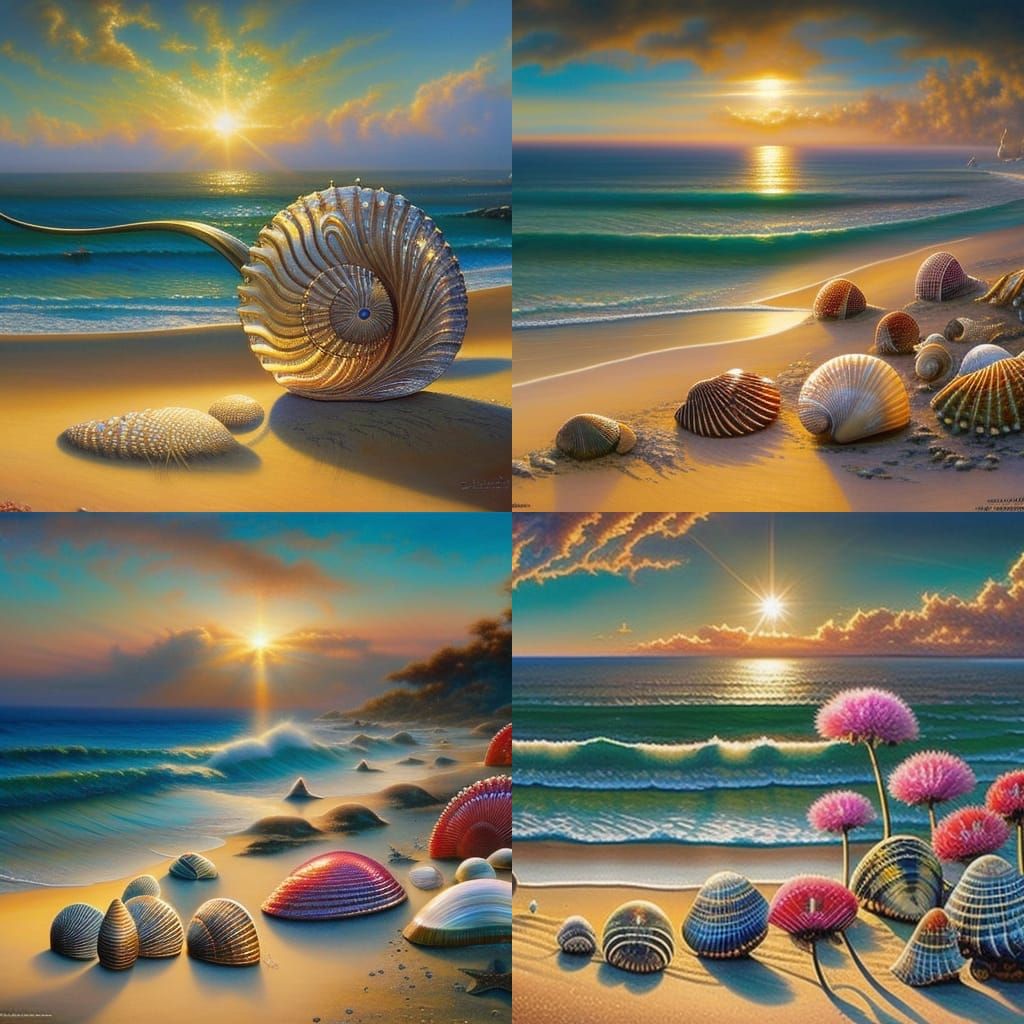 Golden Seashells - AI Generated Artwork - NightCafe Creator
