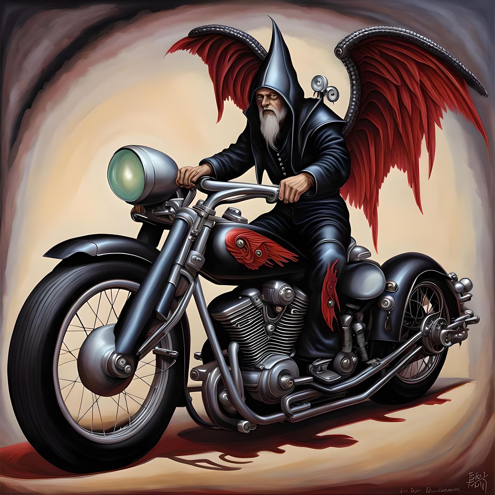 A wizard and a motorcycle - AI Generated Artwork - NightCafe Creator
