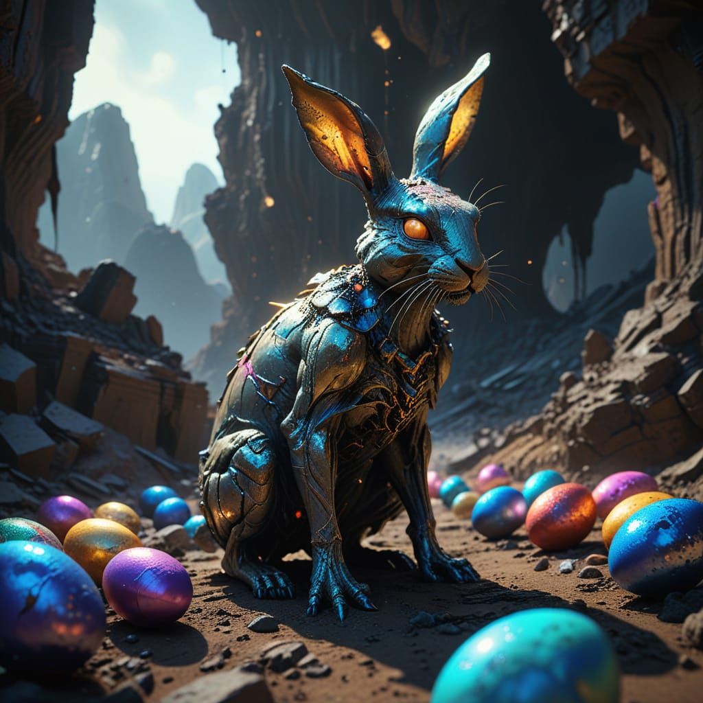 Ethereal Easter Bunny Masterpiece in Volumetric Li... - AI Art
