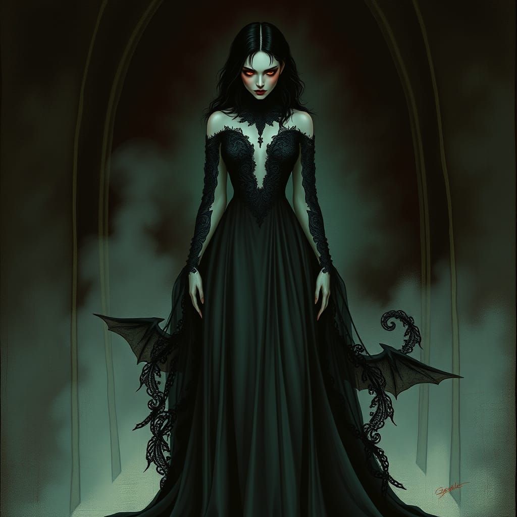 Gothic Vampire in Dark Surreal Horror Style - AI Art