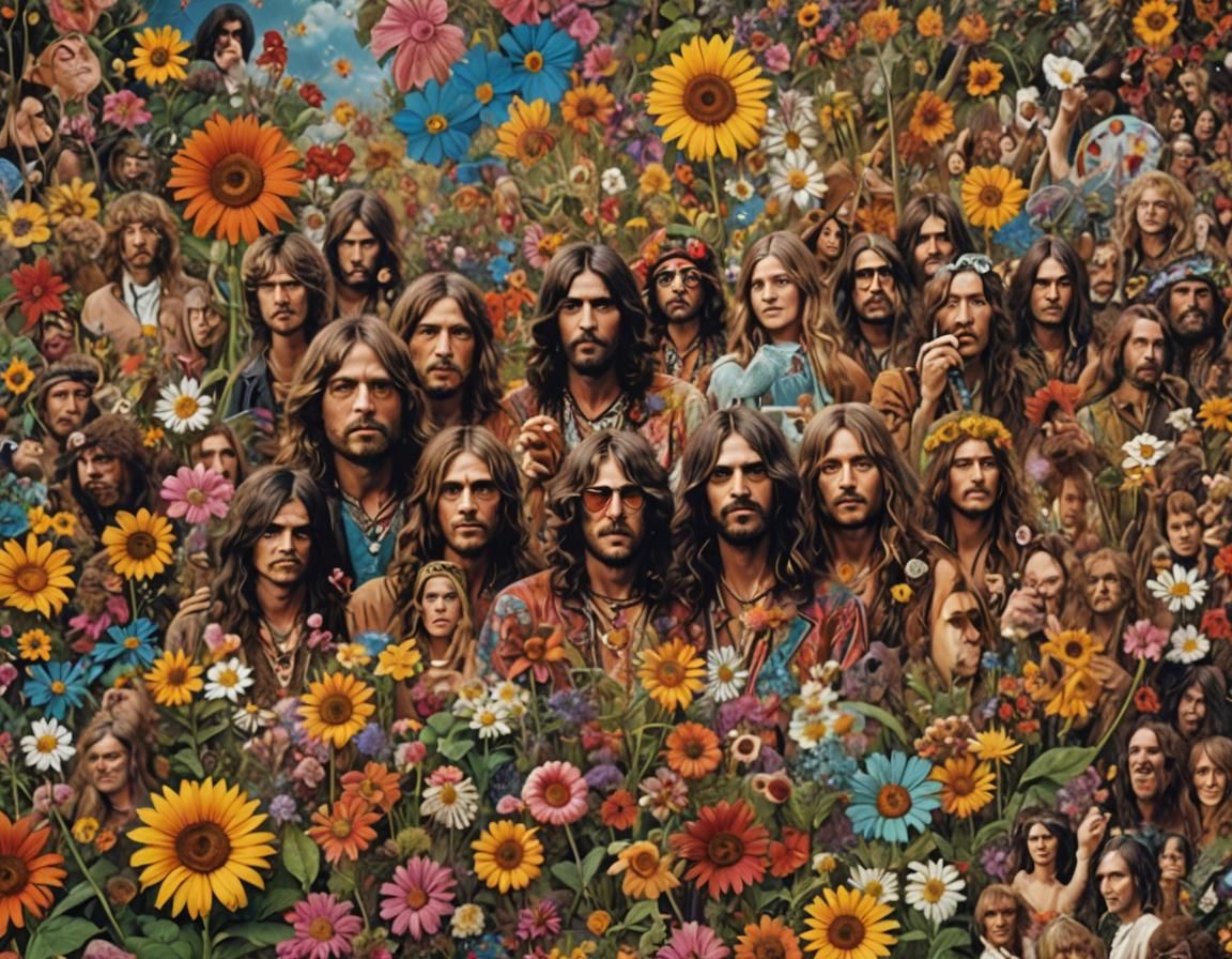 Hippies flower power love & peace Rock§Roll counter culture - AI Generated Artwork - NightCafe ...