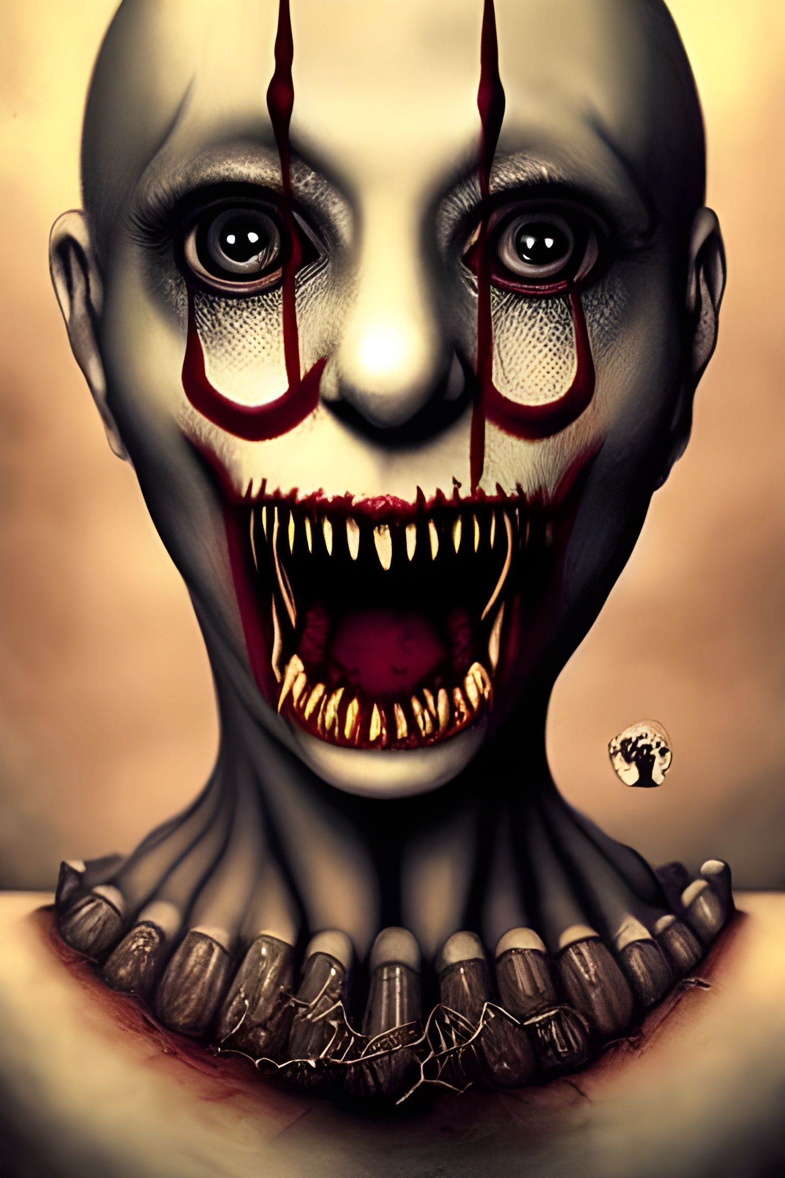 Scary, evil clowns, horrific, terrifying, dreamlike, hyperrealistic ...
