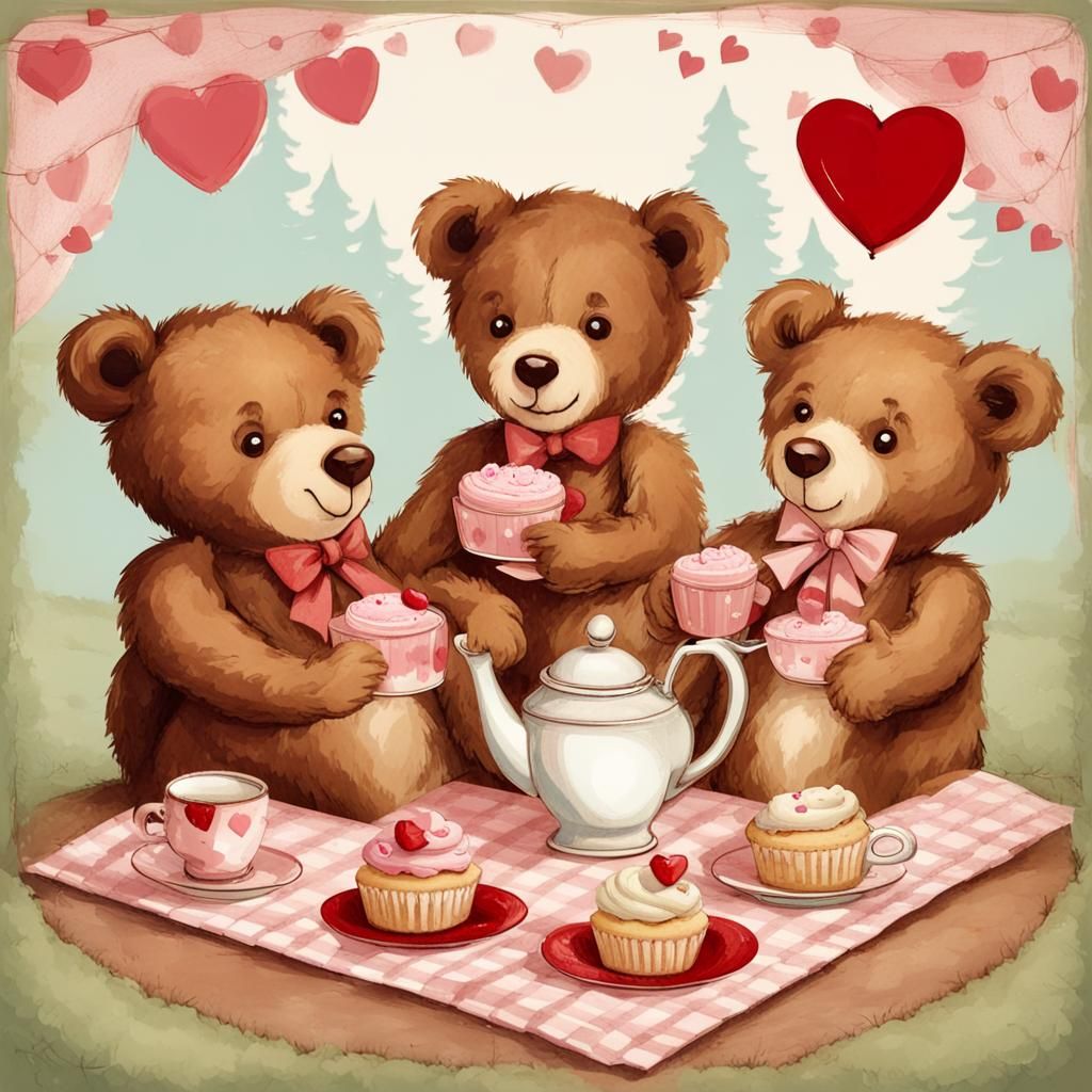 teddy bear tea - AI Generated Artwork - NightCafe Creator