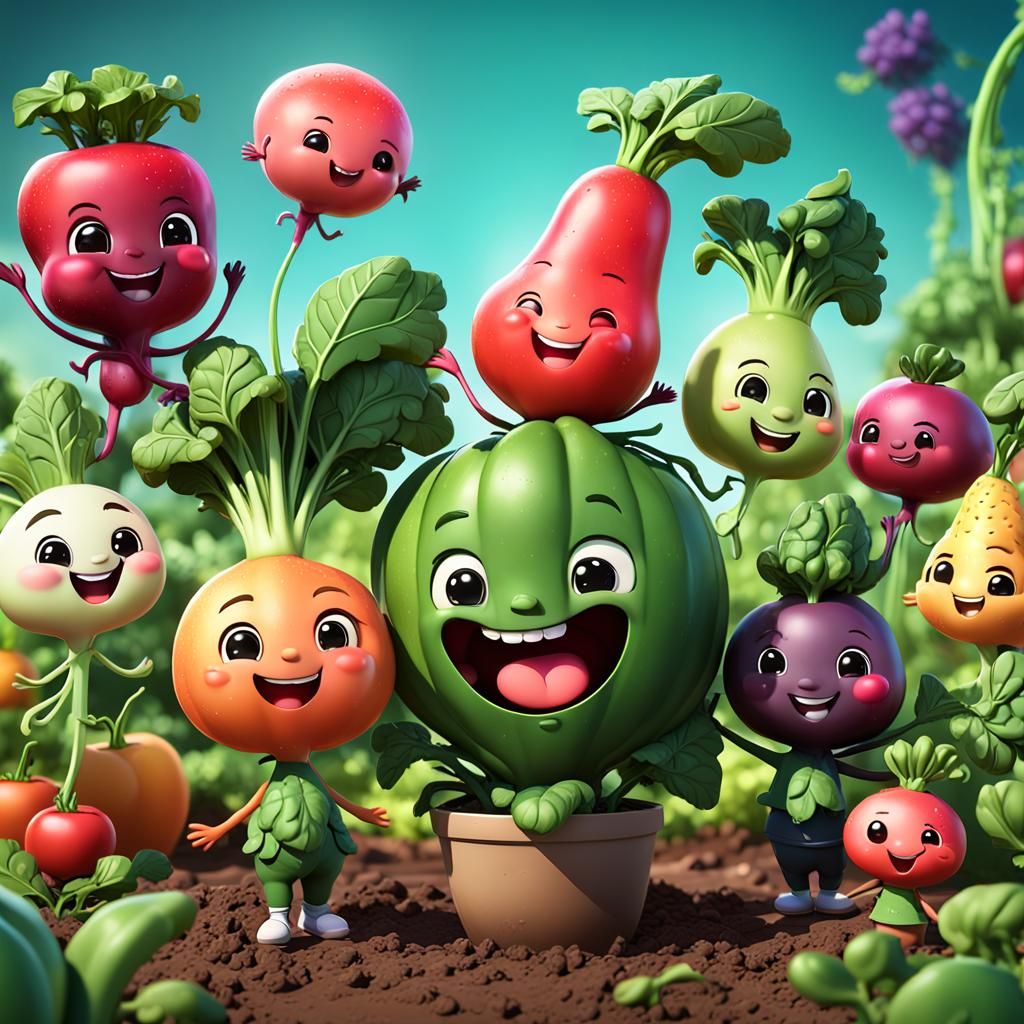Chibi fruits and vegetables. - AI Generated Artwork - NightCafe Creator