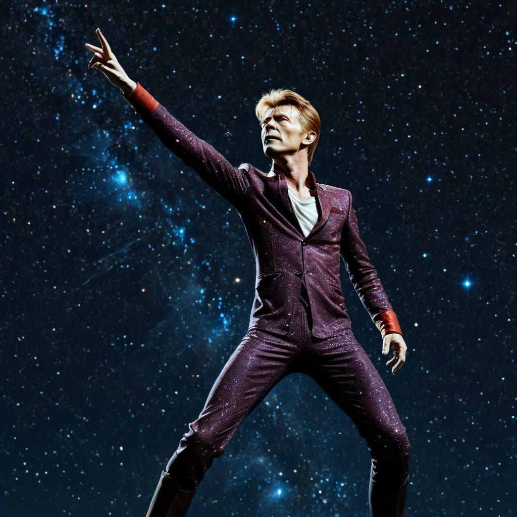 David bowie starman floating in space. Lots of stars. Constellations ...