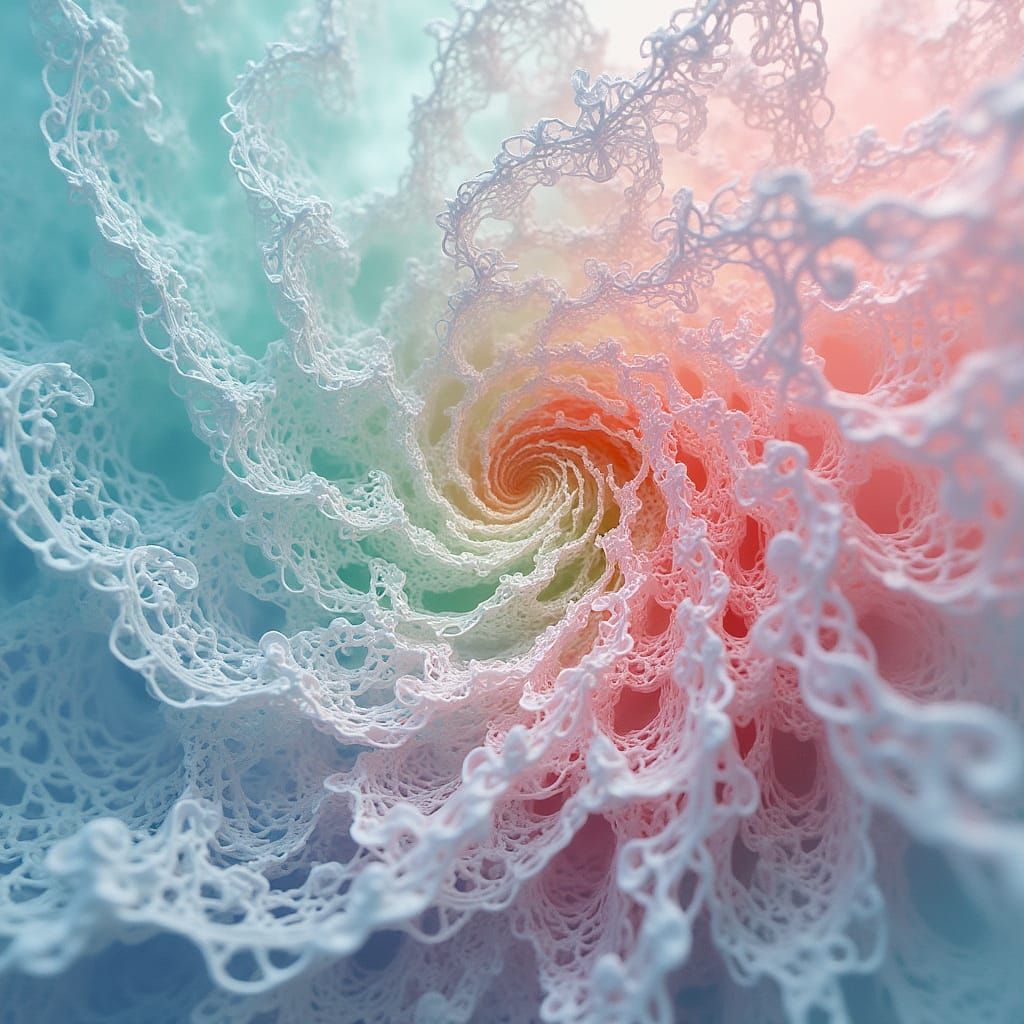 Fractals spring - Ethereal Spring Bloom in Vibrant Pastel Hu...