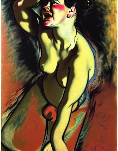 a woman tormented by the projections of others full body portrait bill ...