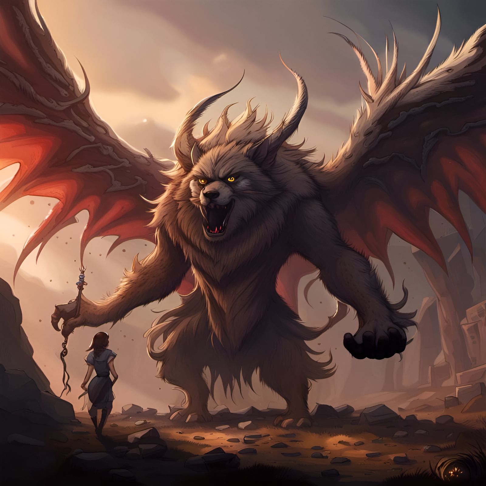 Winged Weredog - Bruck - AI Generated Artwork - NightCafe Creator