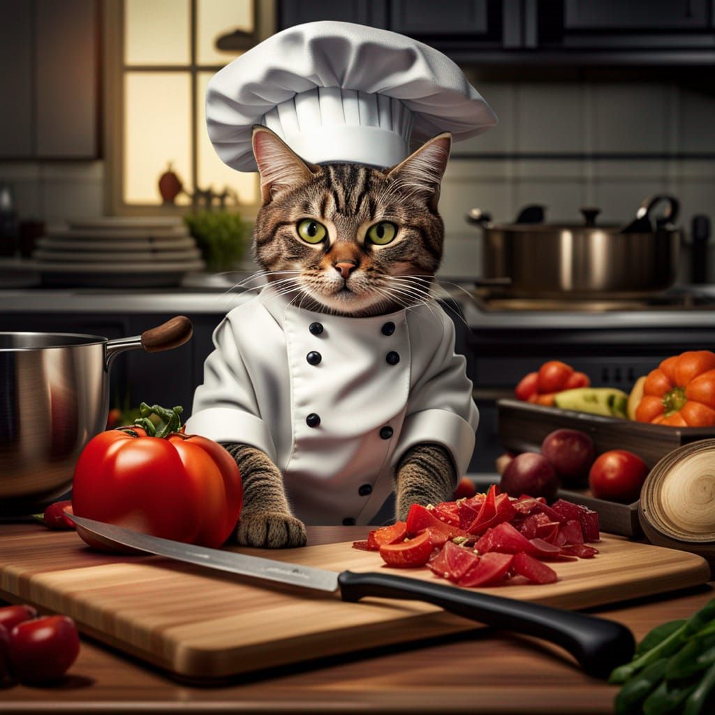 The cooking cat - AI Generated Artwork - NightCafe Creator