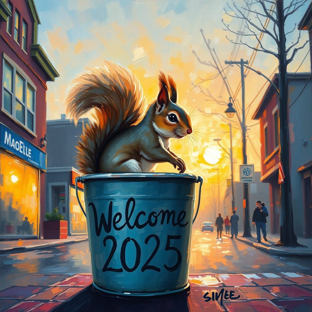 Squirrel "Welcome 2025" - Surreal Squirrel Celebrates New Ye...