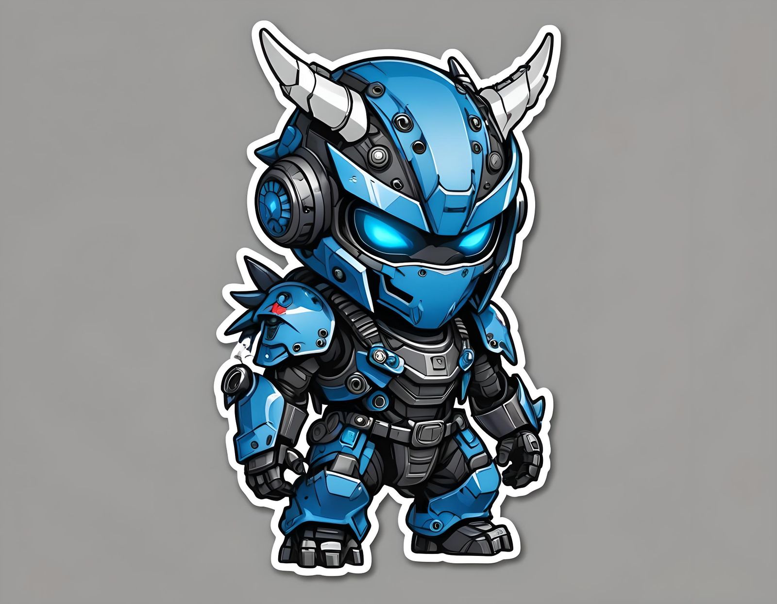 Faceless chibi blue dragon ninja robot - AI Generated Artwork ...