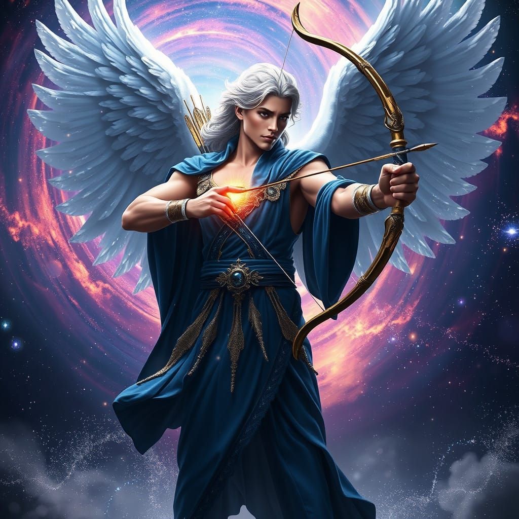 Cosmic Muscle Angel Male in Radiant Celestial Atti... - AI Art