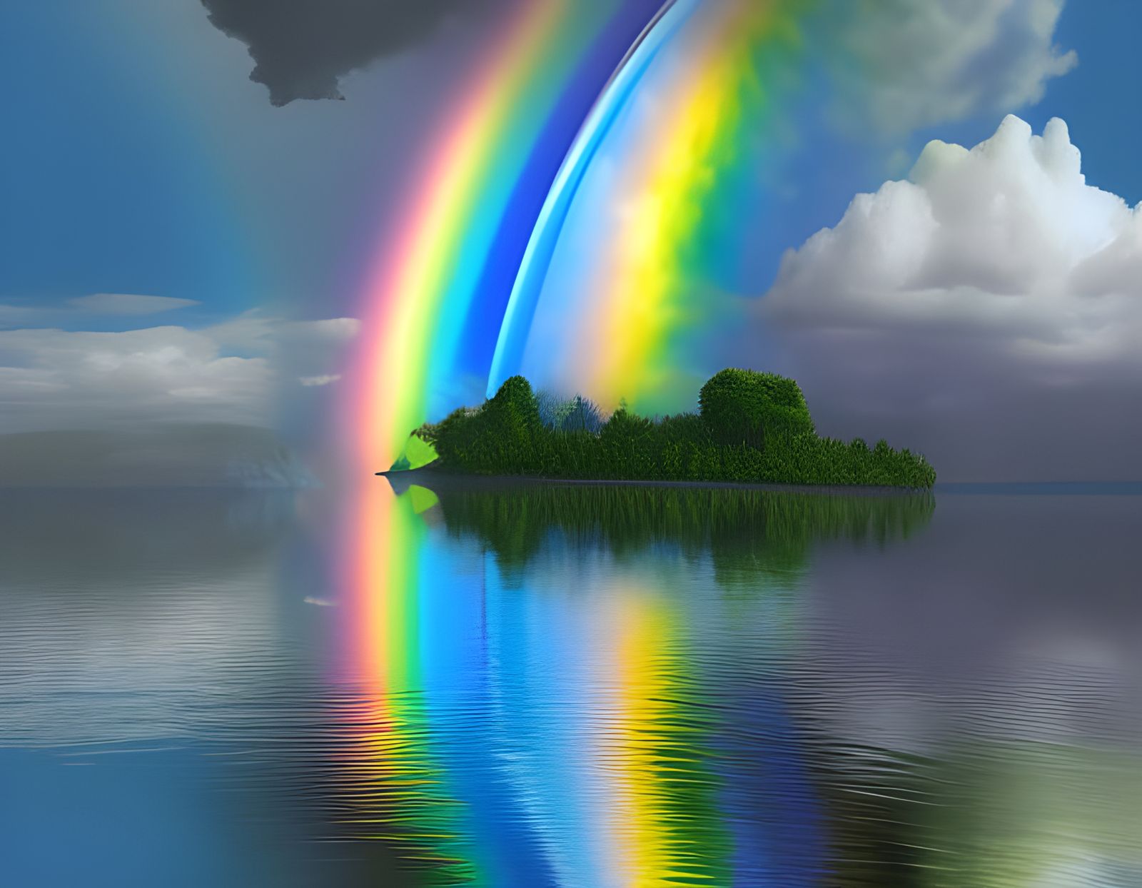 Rainbow + reflection in a lake #6 - AI Generated Artwork - NightCafe ...