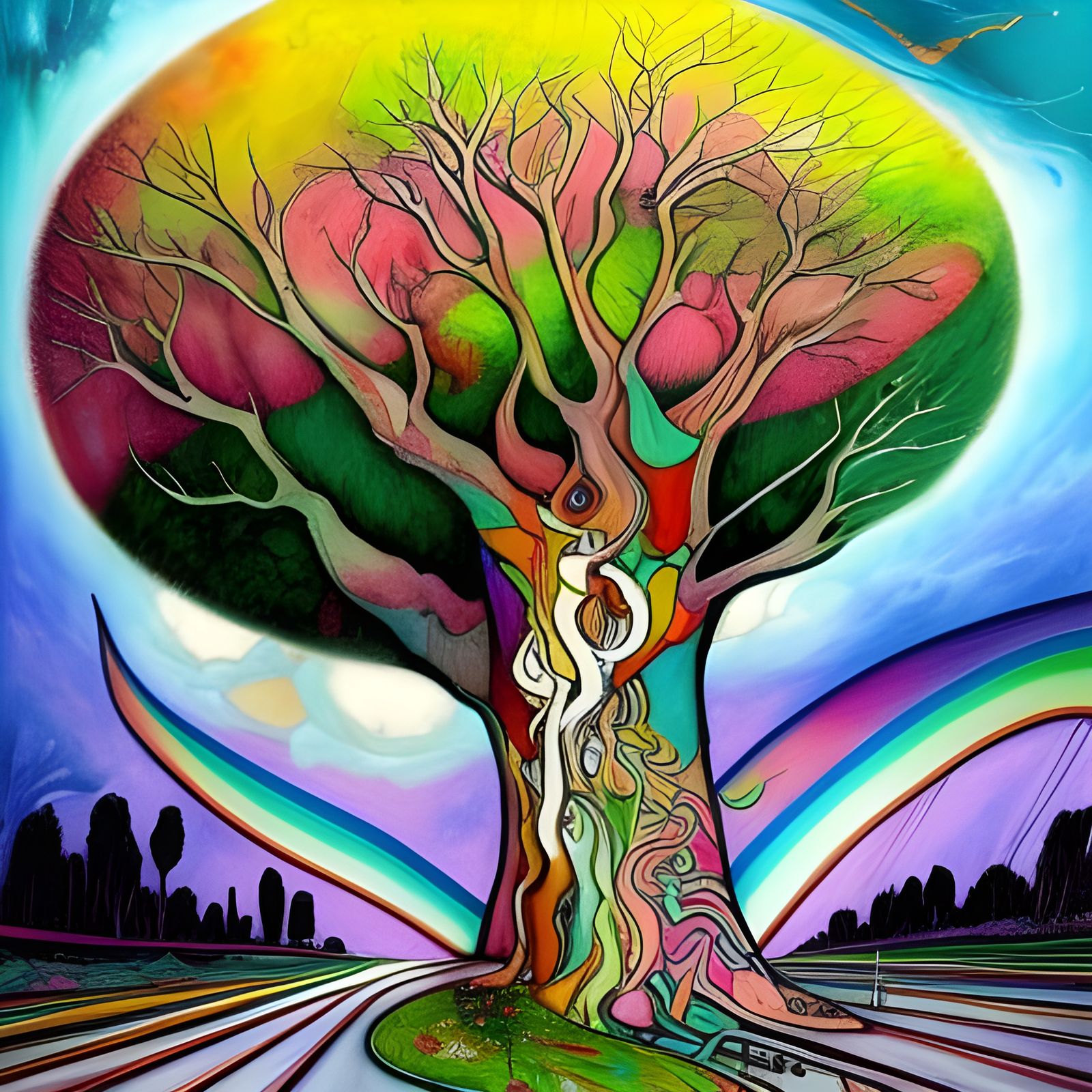 Pink Floyd Tree - AI Generated Artwork - NightCafe Creator