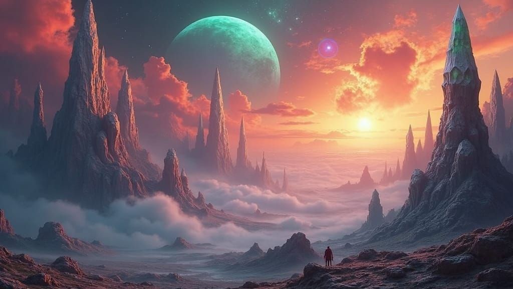Alien landscape - Ethereal Alien World with Rainbow Nebulae ...
