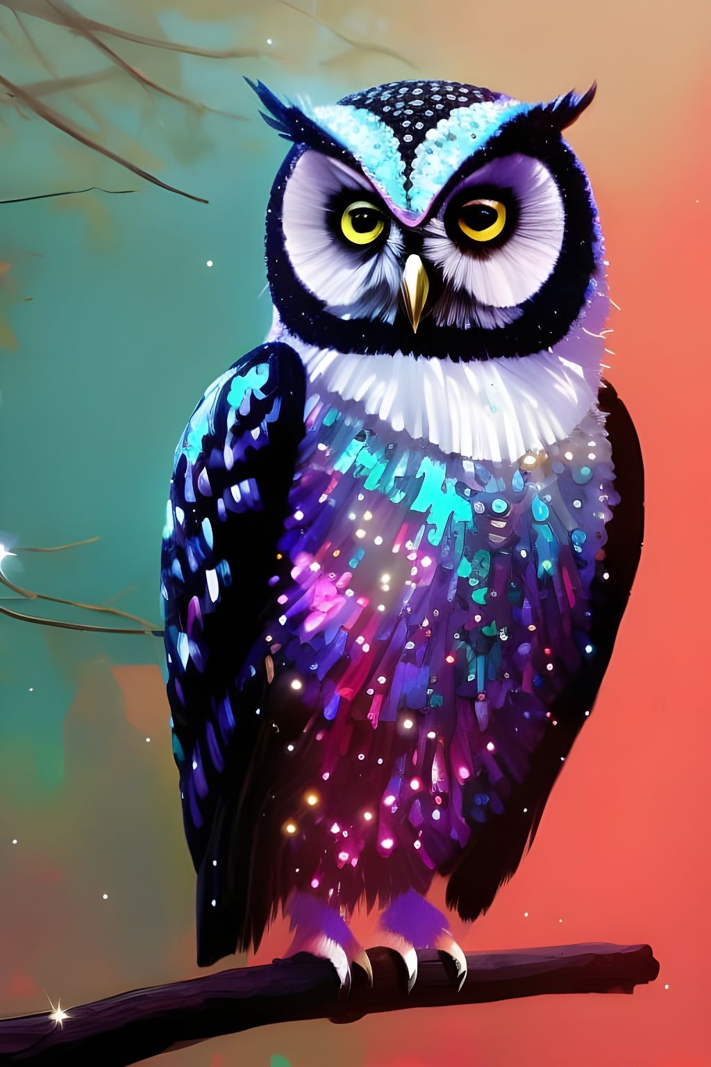 Spectacular Sparkly Owl - AI Generated Artwork - NightCafe Creator