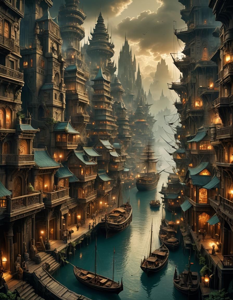 Fantasy Port 3 - AI Generated Artwork - NightCafe Creator